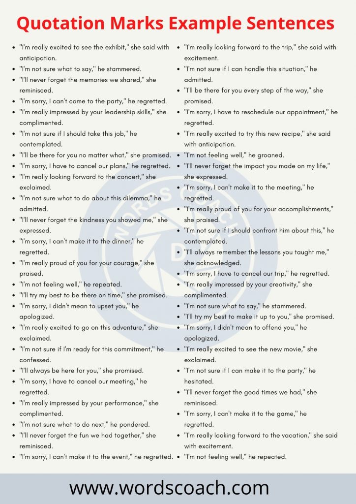 250+ Quotation Marks Example Sentences - Word Coach