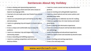 100+ Sentences About My Holiday in English - Word Coach