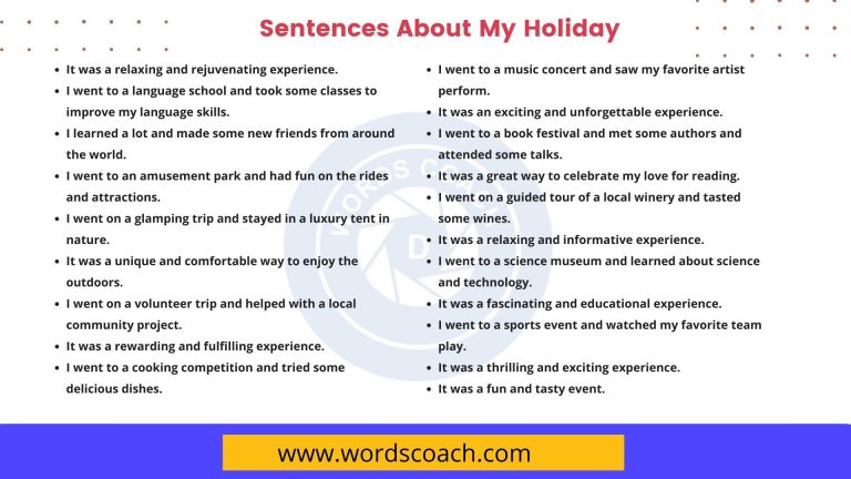 100+ Sentences About My Holiday in English - Word Coach