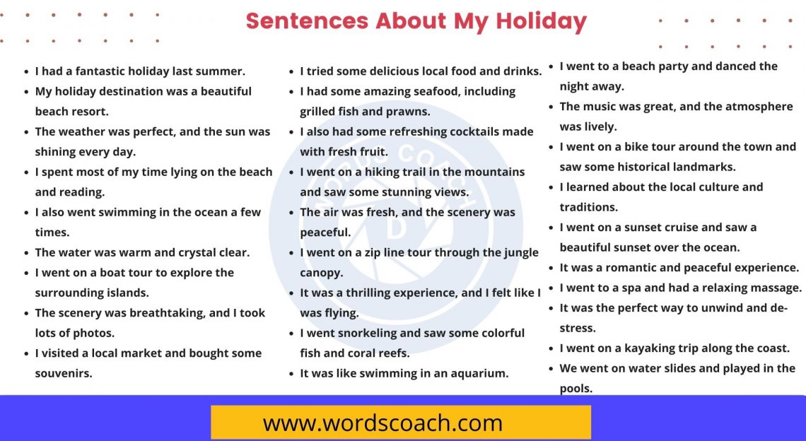 100+ Sentences About My Holiday in English - Word Coach