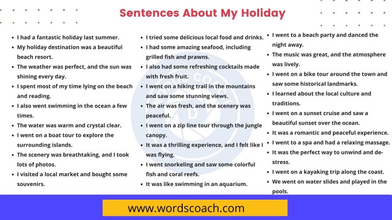 100+ Sentences About My Holiday in English - Word Coach