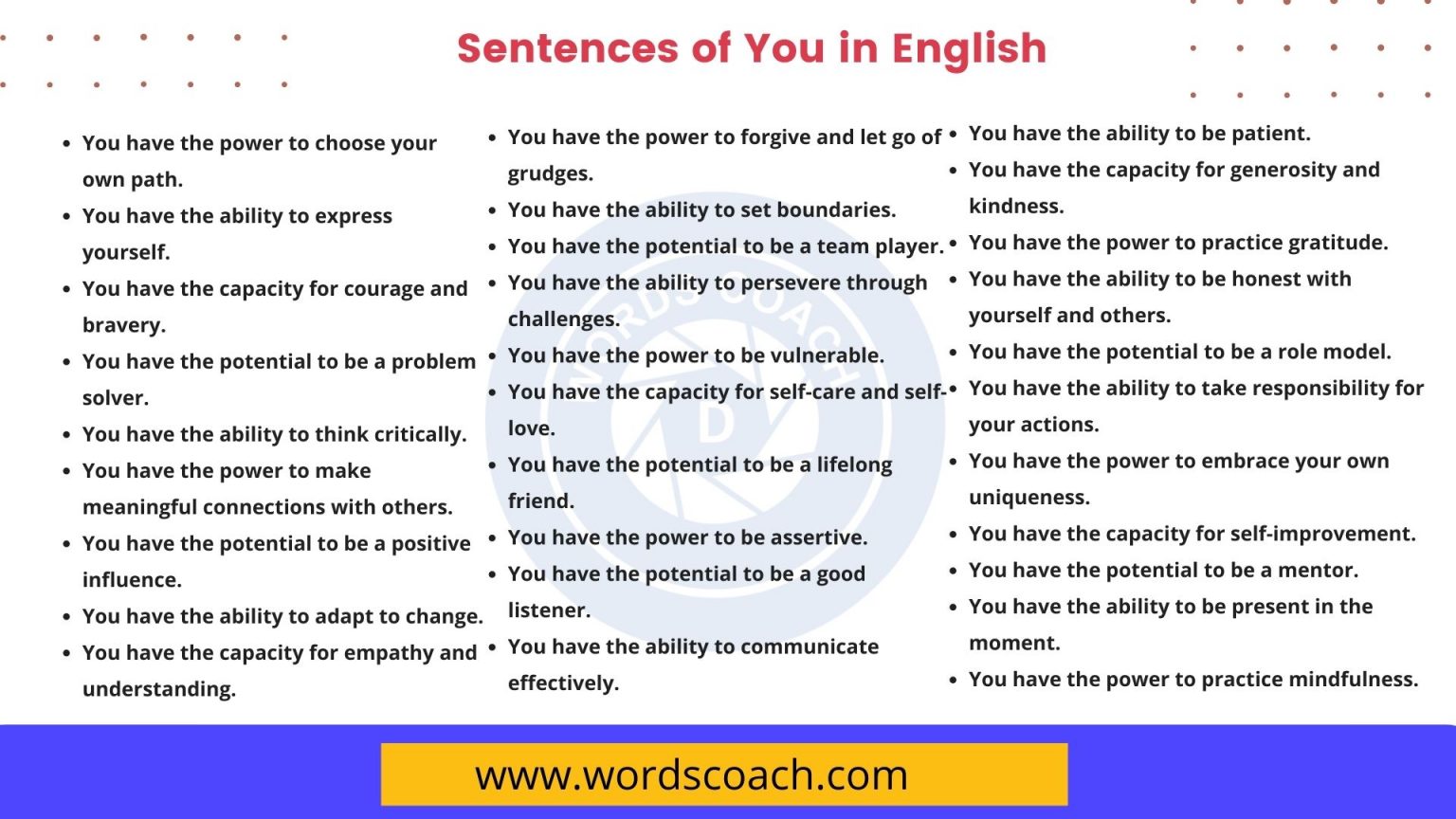 100+ Sentences of You in English - Word Coach