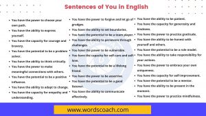 100+ Sentences of You in English - Word Coach