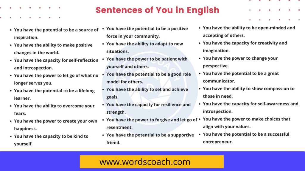 100+ Sentences of You in English - Word Coach