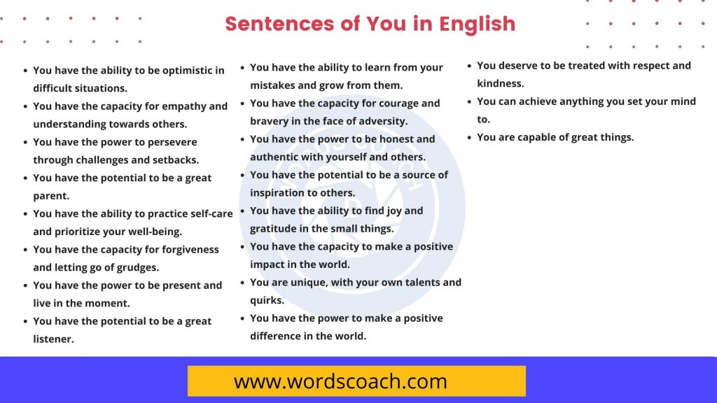 100+ Sentences of You in English - Word Coach
