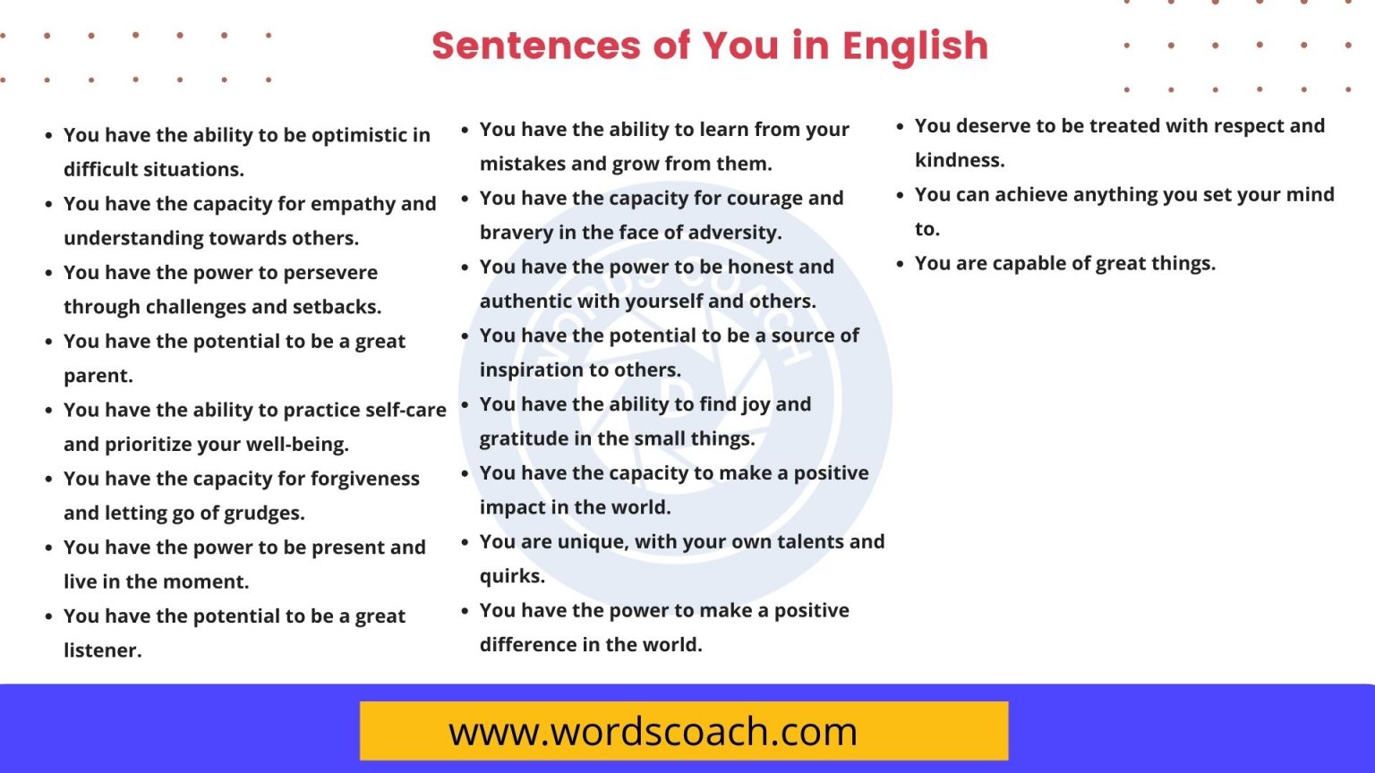 100+ Sentences of You in English - Word Coach