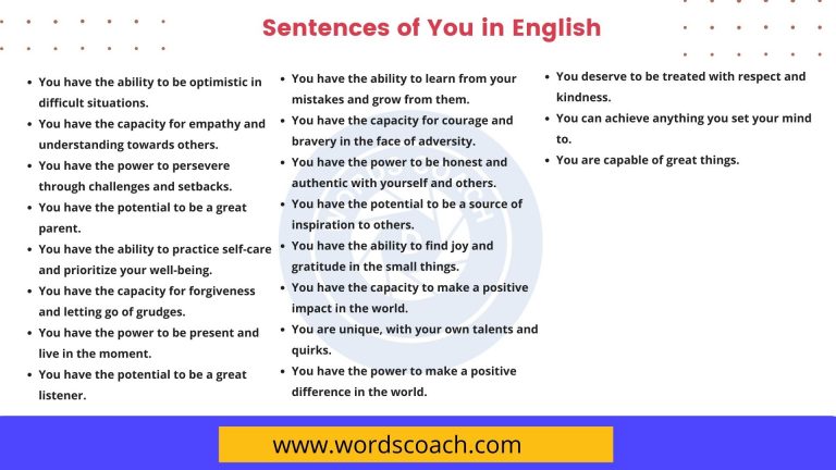 100+ Sentences of You in English - Word Coach