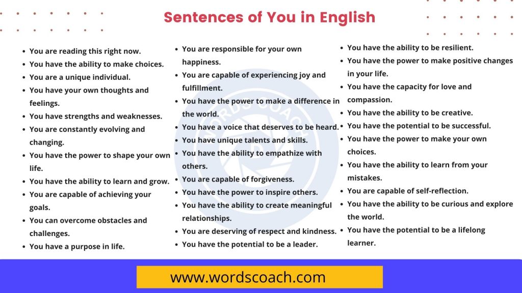 100+ Sentences of You in English - Word Coach