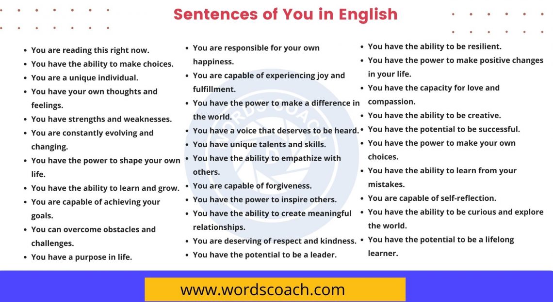 100+ Sentences of You in English - Word Coach
