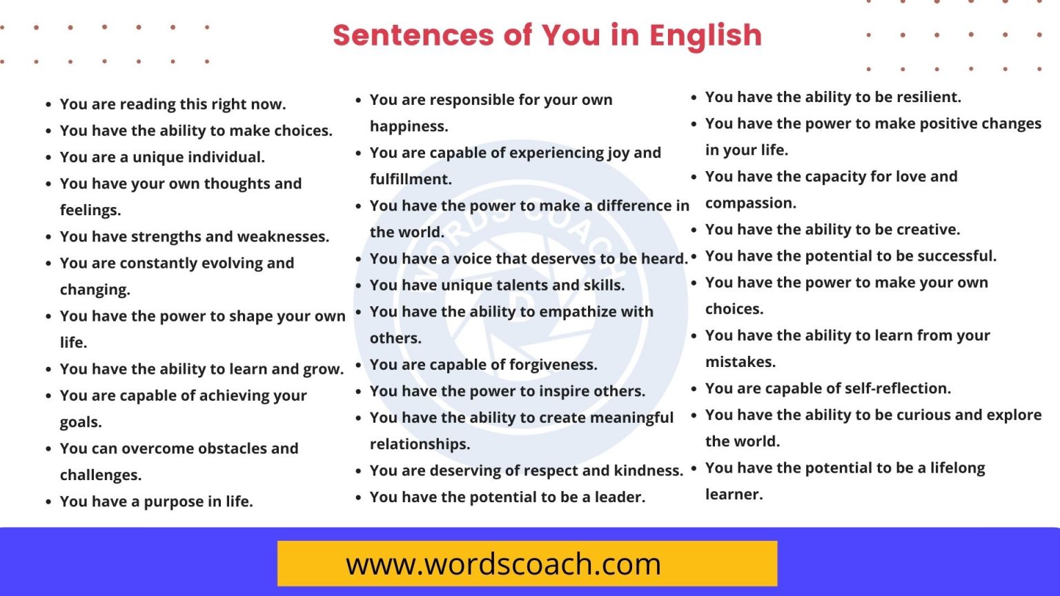100+ Sentences of You in English - Word Coach