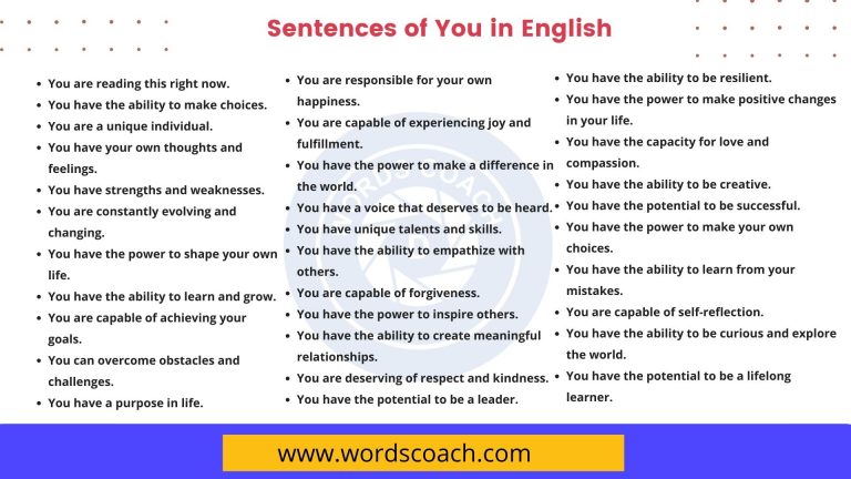 100+ Sentences of You in English - Word Coach