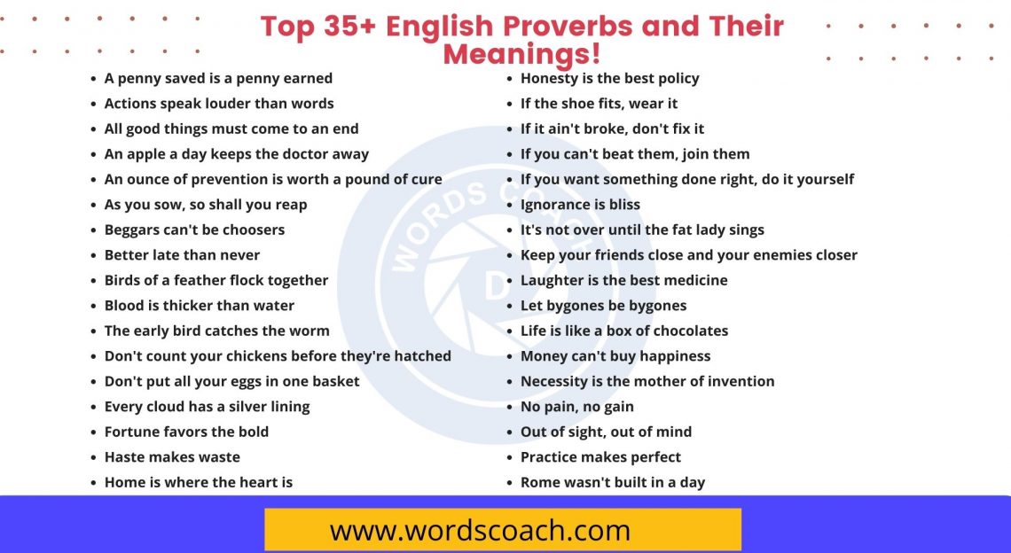 Top 35 English Proverbs and Their Meanings! - Word Coach