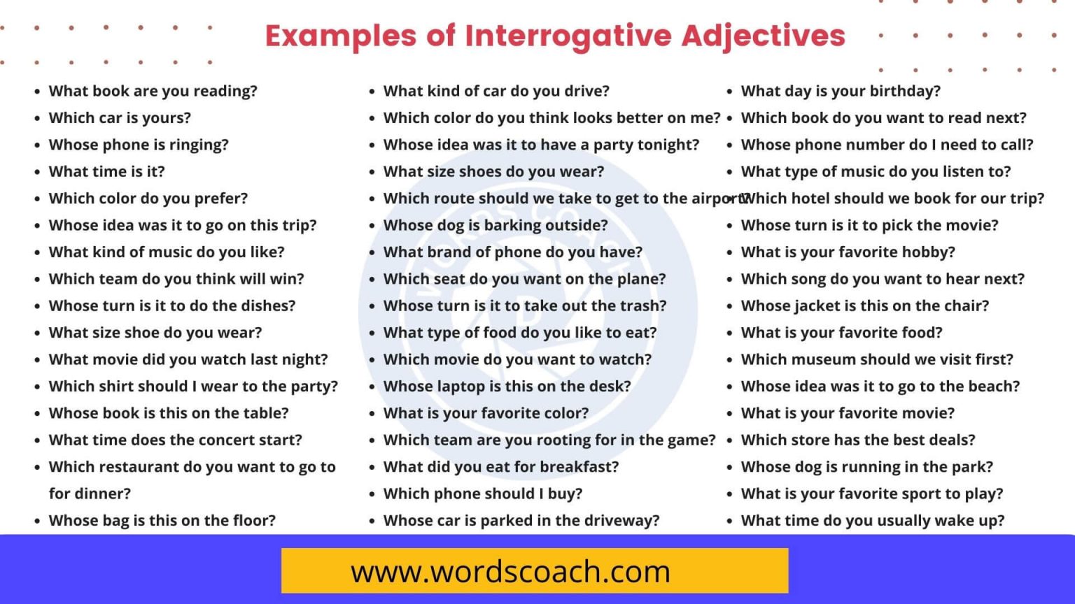 100+ Examples of Interrogative Adjectives - Word Coach