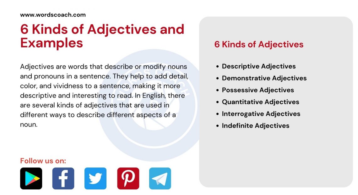 6 Kinds of Adjectives and Examples in English - Word Coach