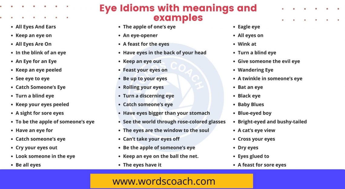 50+ Eye Idioms with meanings and examples - Word Coach
