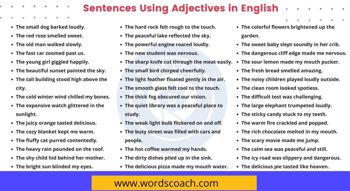 200+ Sentences Using Adjectives in English - Word Coach