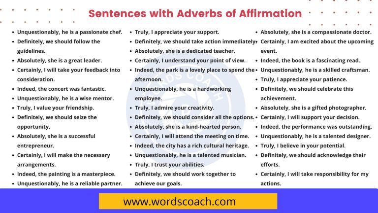 100+ Sentences with Adverbs of Affirmation in English - Word Coach