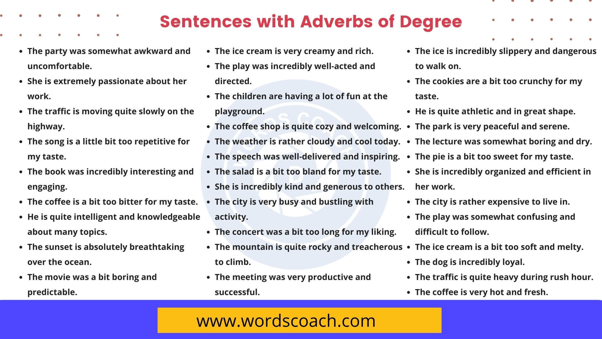 100+ Sentences with Adverbs of Degree in English - Word Coach