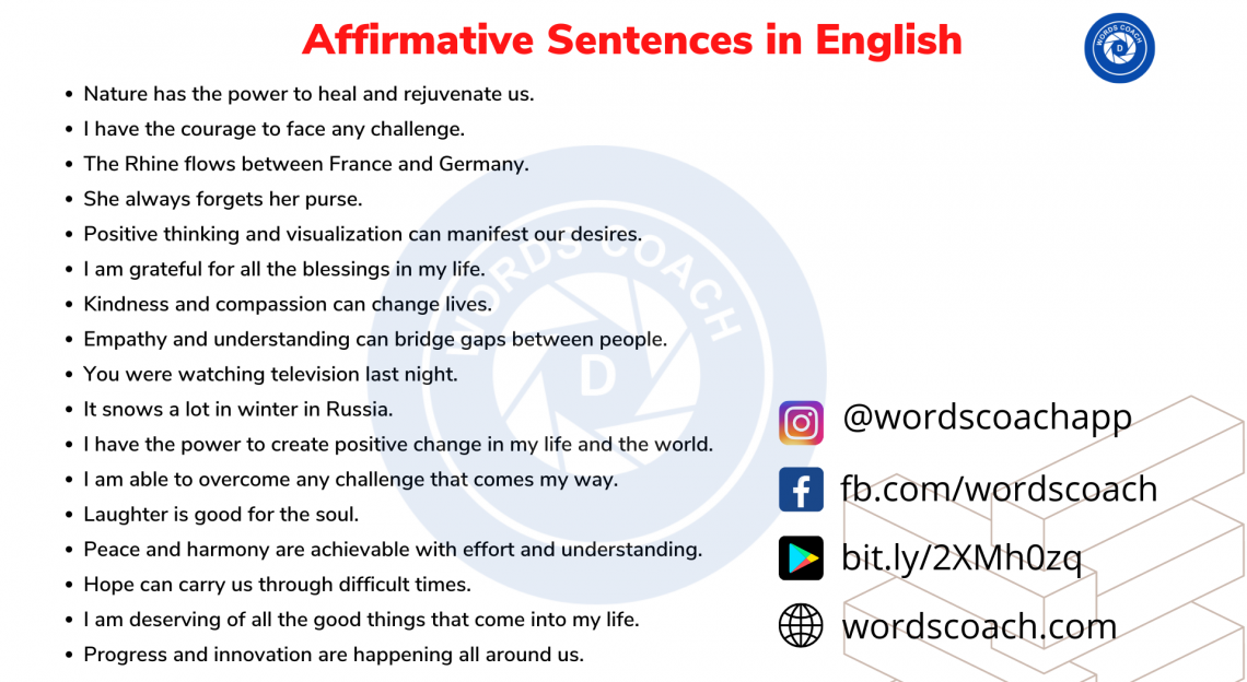 100+ Affirmative Sentences in English - Word Coach