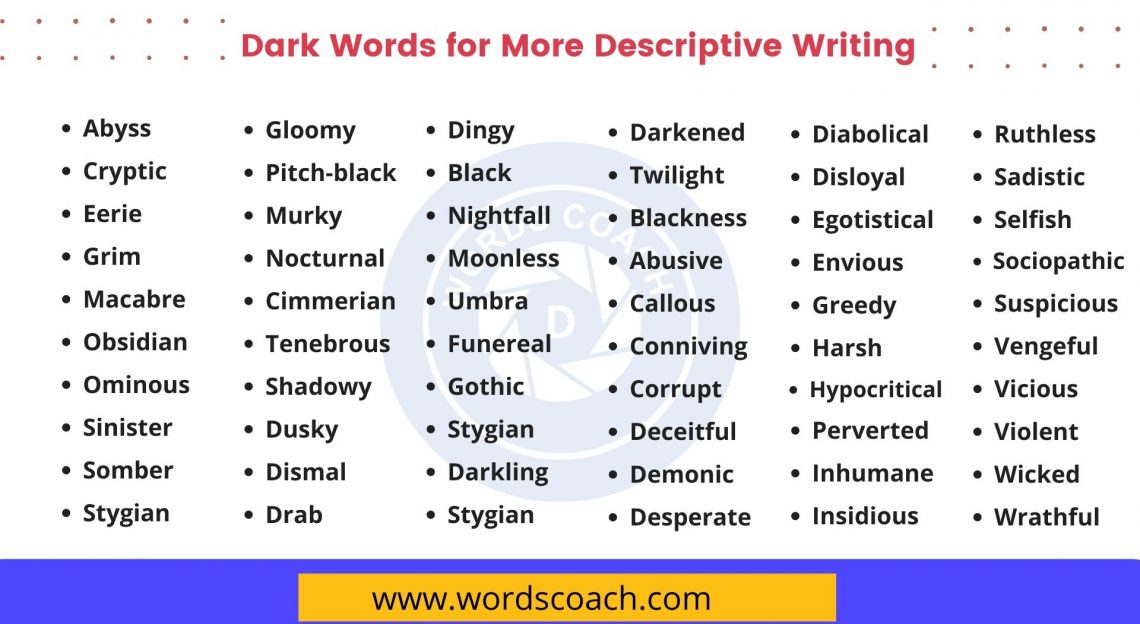 Dark Words for More Descriptive Writing - Word Coach