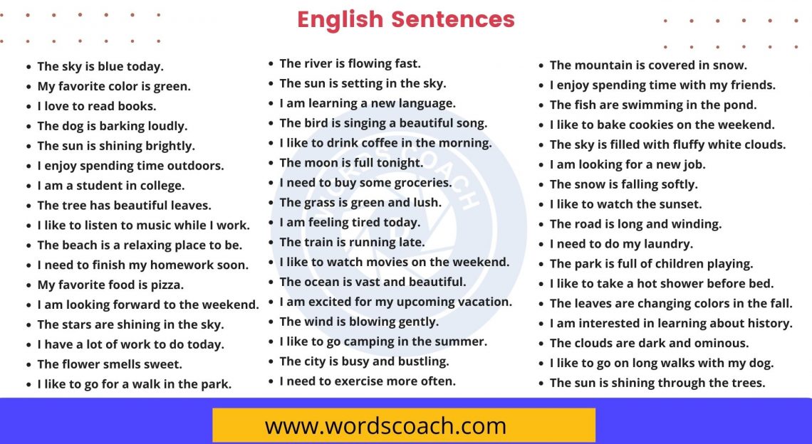 250+ English Sentences - Word Coach