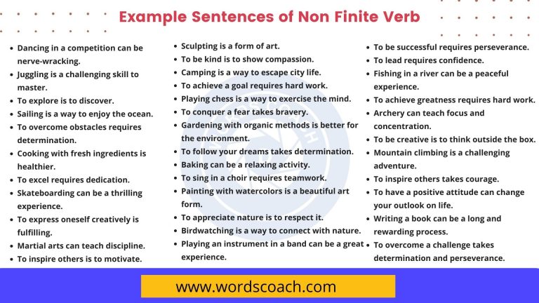 100+ Example Sentences of Non Finite Verb - Word Coach