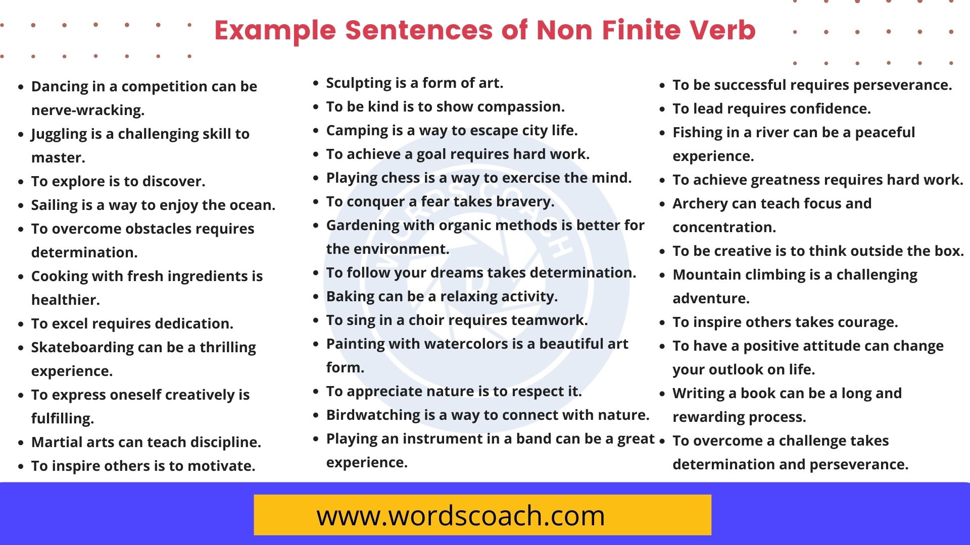 100+ Example Sentences of Non Finite Verb - Word Coach