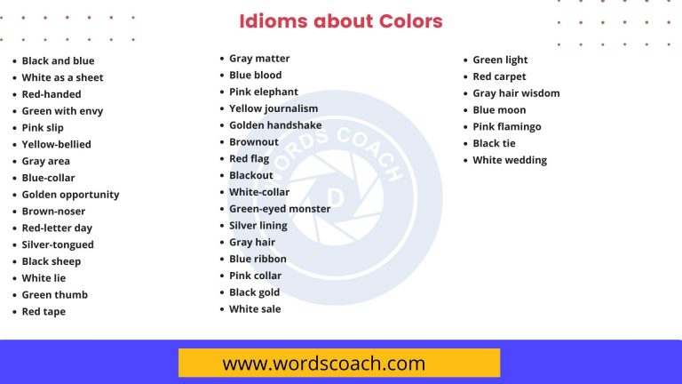 35+ Idioms about Colors in English with Meanings and examples - Word Coach