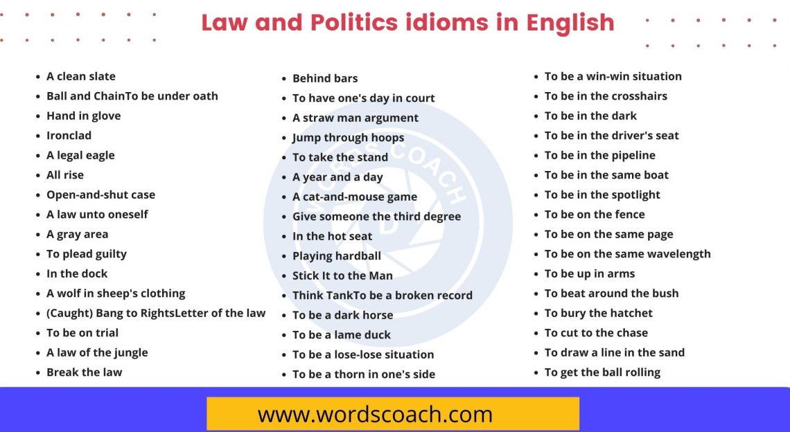 100+ Law and Politics idioms in English - Word Coach