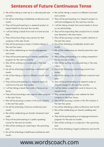 200 Sentences of Future Continuous Tense, Examples of Future Continuous ...