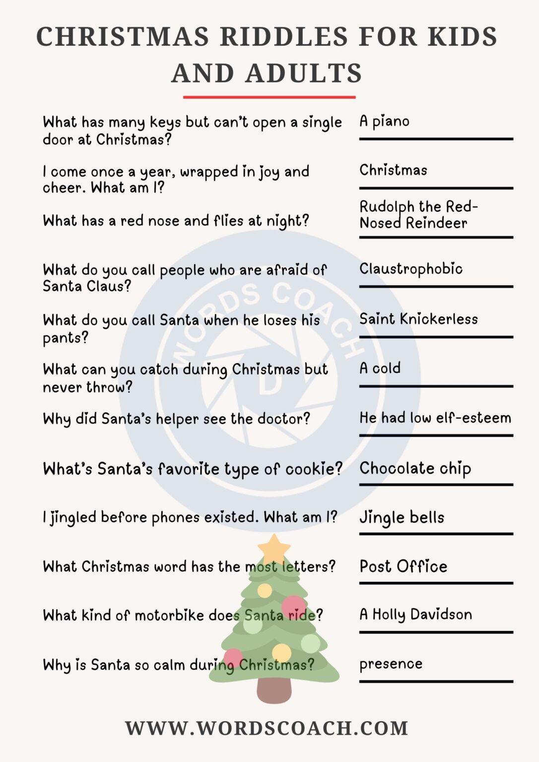 Christmas Riddles for Kids and Adults - Word Coach