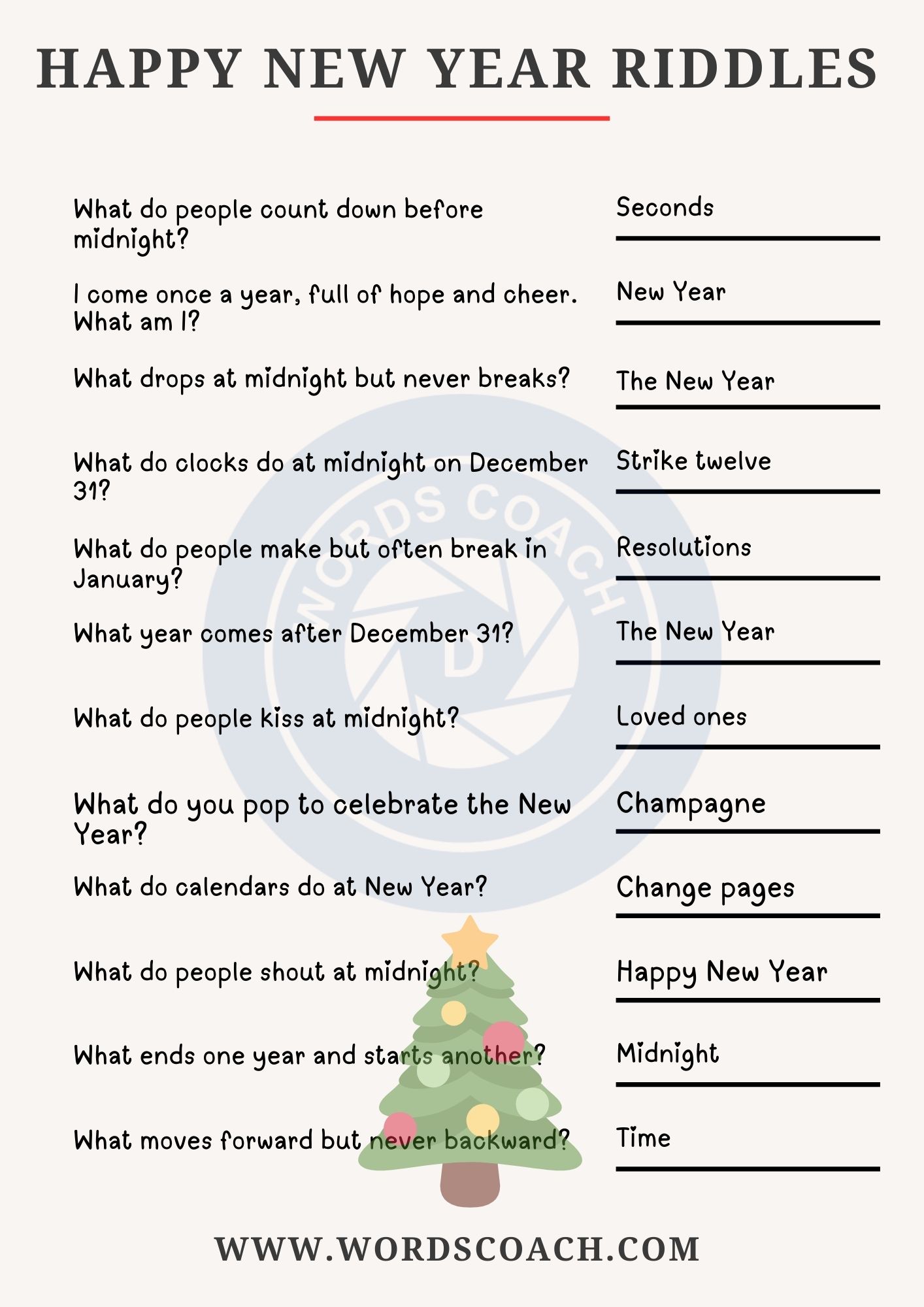 Happy New Year Riddles - Word Coach
