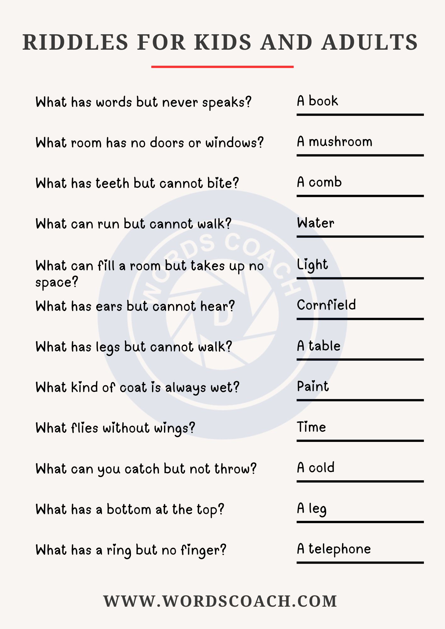 Best Riddles for Kids and Adults (with Answers) - Word Coach